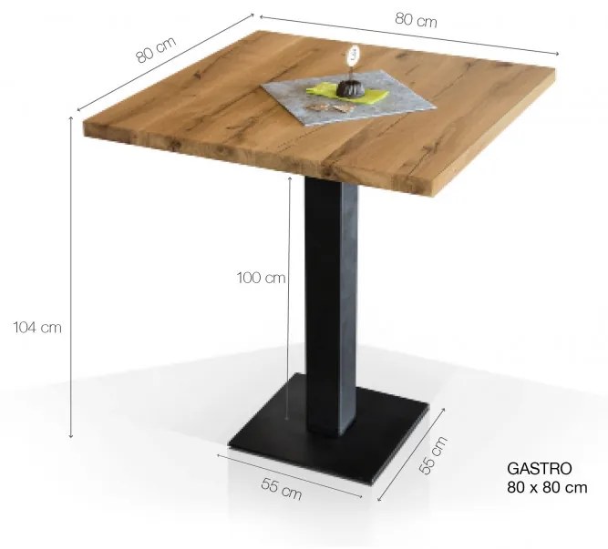 Barový stůl z masivu 80x80 Gastro