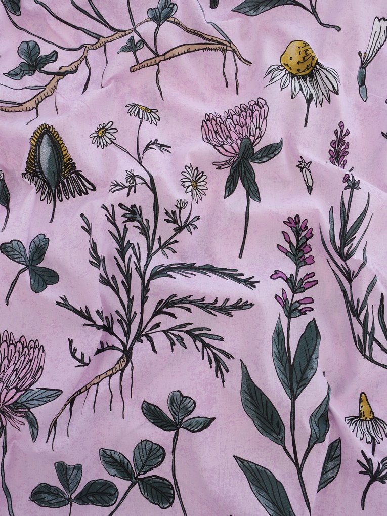 MK Lůžkoviny Bavlněný povlak na polštář Renforcé 50 x 70 cm - Herbář starorůžový