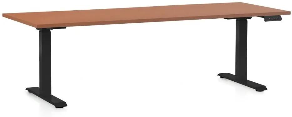 Výškově nastavitelný stůl OfficeTech D, 200 x 80 cm - černá podnož Barva: Dub