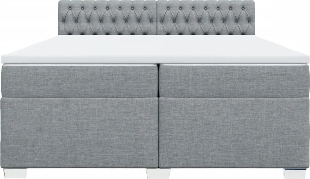 Box spring postel s matrací světle šedá 200 x 200 cm textil 3288302