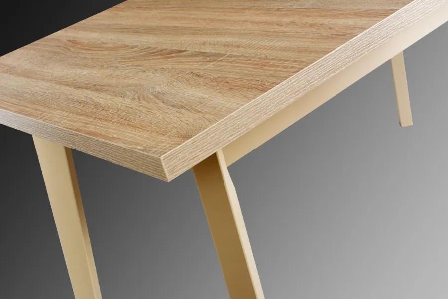 Jídelní stůl OSLO 5 deska stolu artisan, podstava stolu bílá, nohy stolu bílá