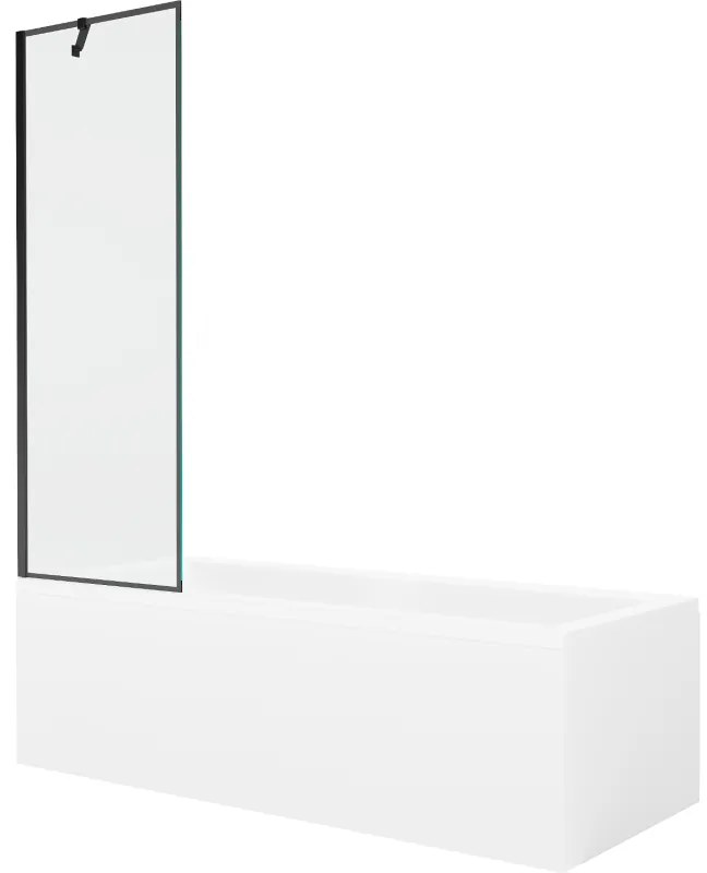 Mexen Cubik obdélníková vana 150 x 70 cm s krytem a 1-křídlovou zástěnou 60 cm, černý vzor - 550315070X9506007070