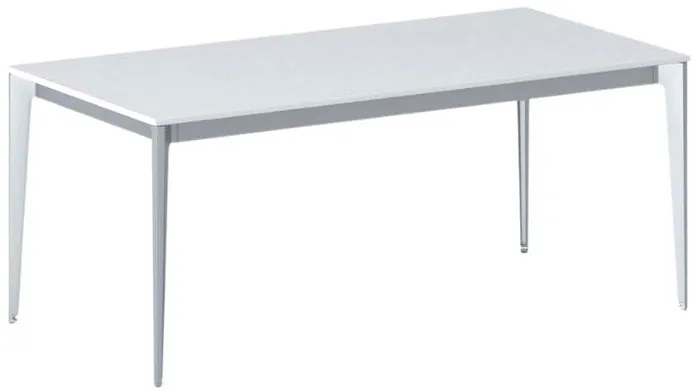 Jednací kancelářský stůl PRIMO ACTION, 180x90 cm, šedostříbrná podnož, bílá