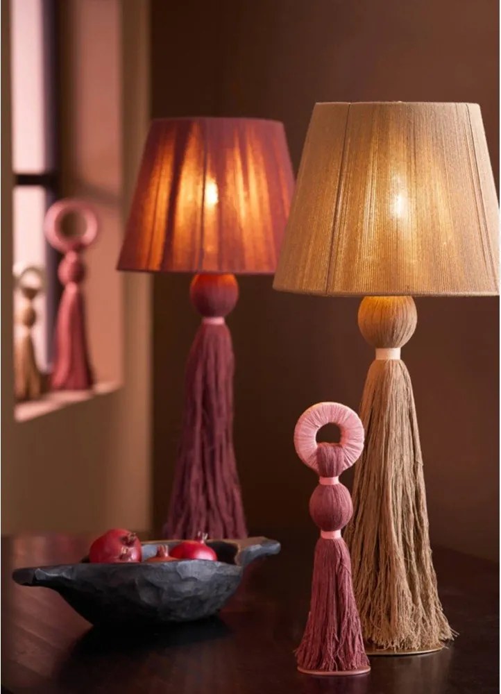 Tmavě hnědá stolní lampa s textilním stínidlem (výška 58 cm) Espino – Light & Living