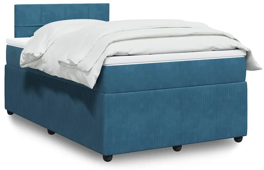 Box spring postel s matrací modrá 120 x 200 cm samet 3290014