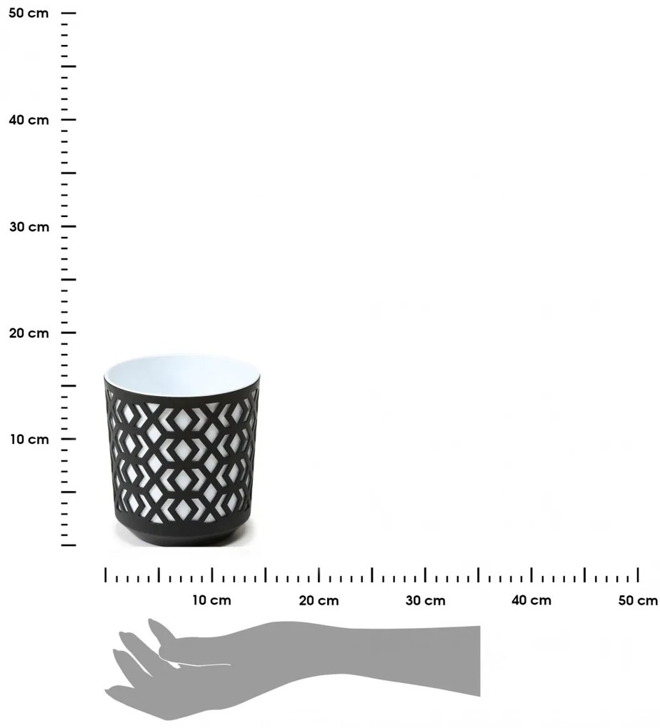 Květináč Etnic 14x15 cm černo-bílý