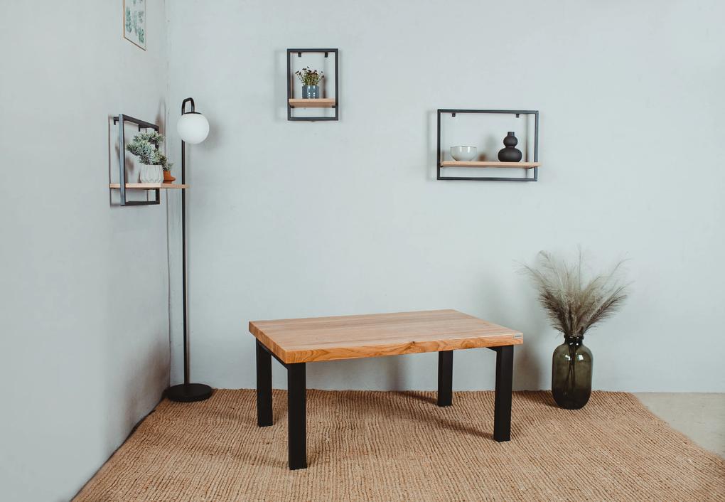 Wudboys Konferenční stolek SQUARE rozdělený Barva kovu: Černá, Dřevo: Buk, Rozměr: 900x600, moderní skandinávský styl