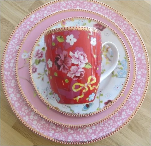 Pip Studio Floral Chinese Rose Hrnek mini červený 145ml