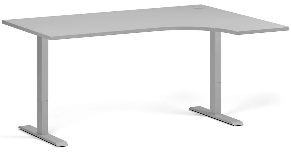 Rohový výškově nastavitelný stůl, 160x120 cm, 1 motor, L/P, šedá podnož, šedá