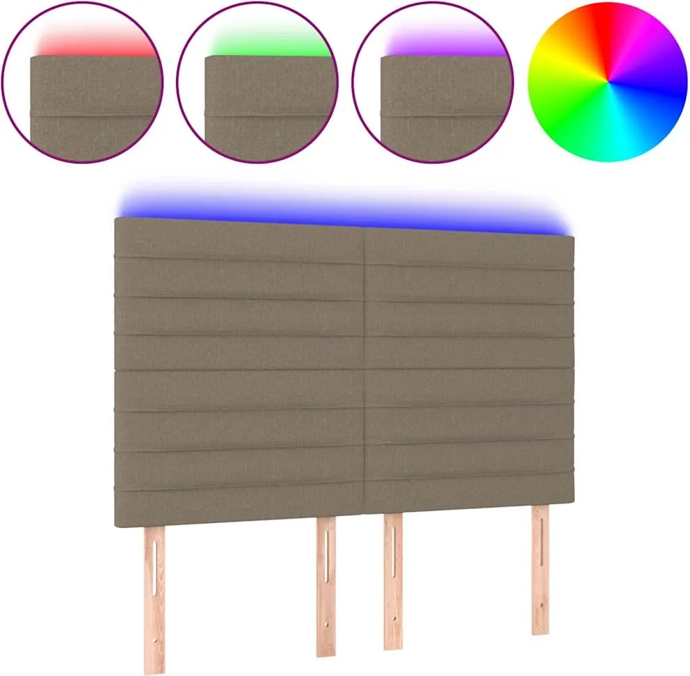 Čelo postele s LED taupe 144x5x118/128 cm textil 3122566
