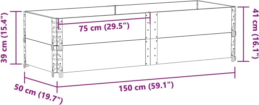 Zahradní truhlík hnědý 150x50 cm masivní borové dřevo 3295410