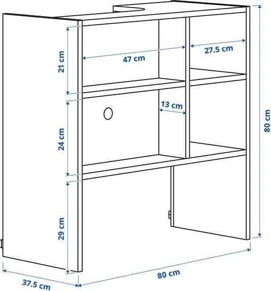 METOD Rám nástěnné sk. pro vest. digestoř, bílá, 80x37x80 cm