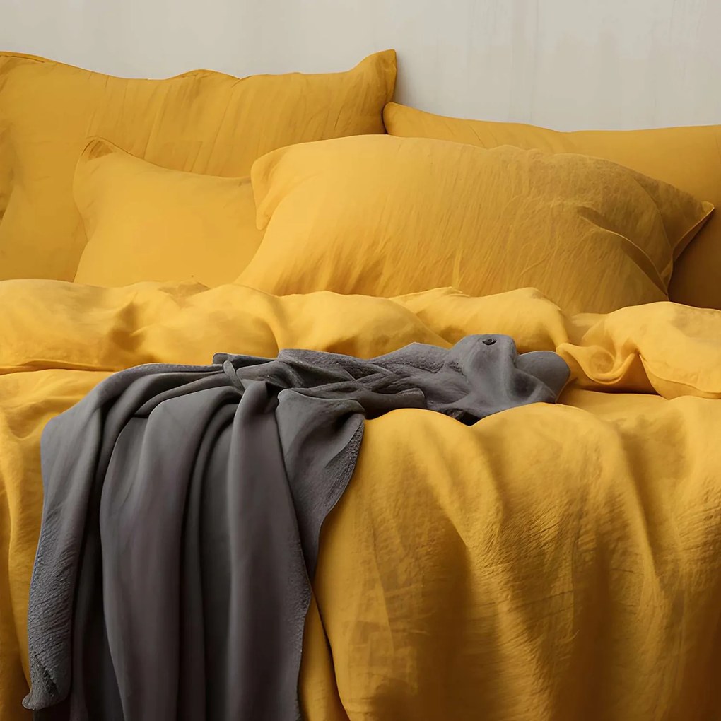 Mušelínové prodloužené povlečení Mustard Velikost: 140 x 220 + 70 x 90
