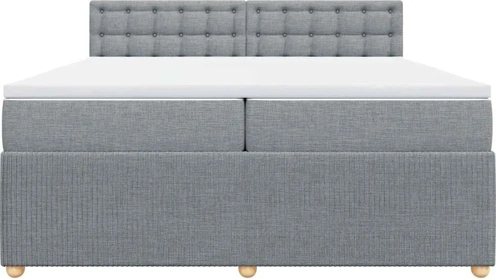 Box spring postel s matrací světle šedá 200 x 200 cm textil 3287577