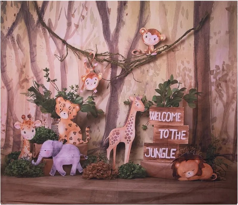 Dětské látkové pozadí Welcome to the Jungle - 180*1*210 cm