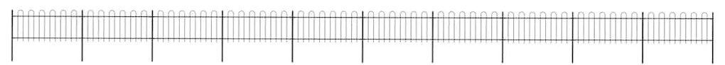 Zahradní plot s obloukem nahoře ocelový 1673 x 80 cm černý 277656