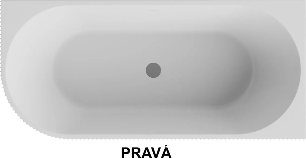 Besco Denaya vana asymetrická volně stojící 150 x 75 cm pravá sifon s přepadem zlatá barva černá bílá VANDENA150BWPZ