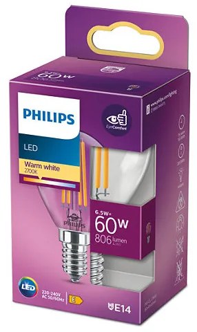 Philips ND6-60W-P45 LED žárovka Philips FILAMENT lustr E14 6,5W