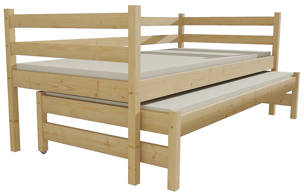 Vomaks Dětská postel s výsuvnou přistýlkou DPV 021 (netransparentní barva fialová, 80 x 200 cm, 2 kusy úložných prostor)