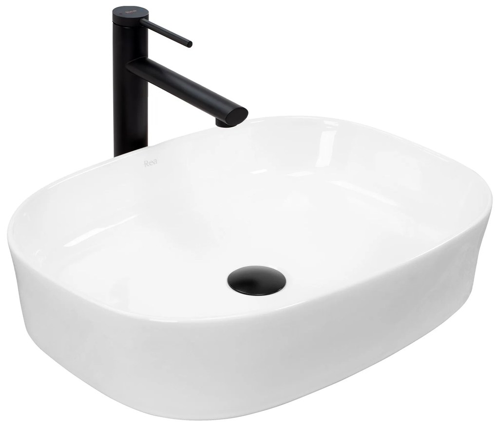 Rea Angie, umyvadlo na desku 520x375x120 mm, bílá lesklá, REA-U4121