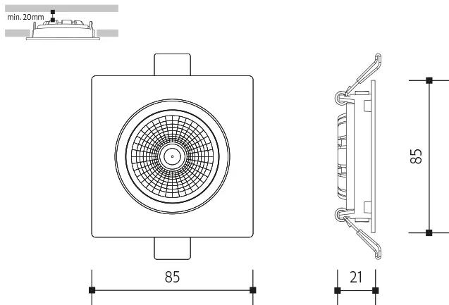PANLUX Výklopný LED podhled VP COB bodovka 6W, hranatý černý - neutrální