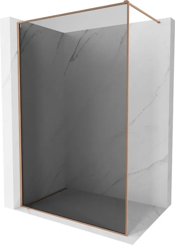 Mexen, Mexen Kioto-XF sprchová stěna s rámem 50 x 202 cm, grafit 10 mm, broušená měď - 800-050-104-65-40-X