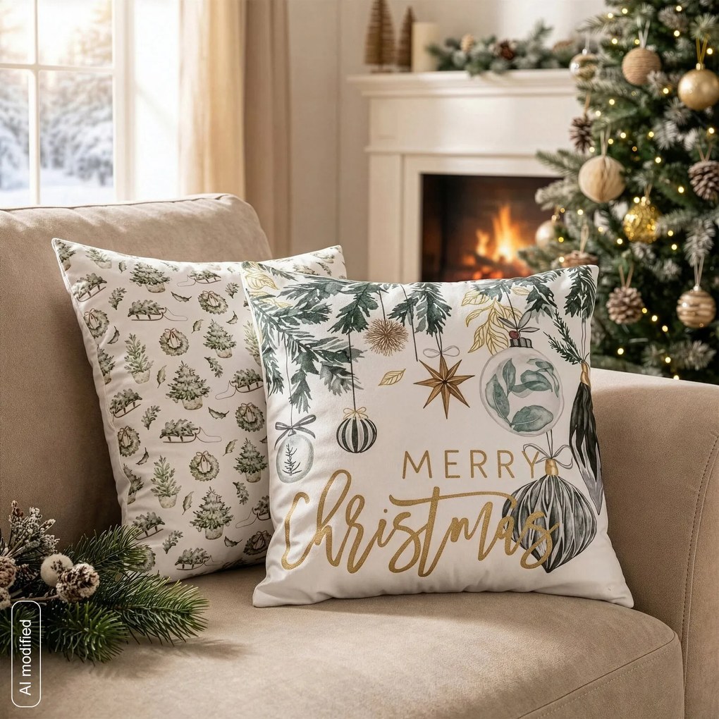 VÁNOČNÍ DEKORAČNÍ POVLAK NA POLŠTÁŘ SILENT NIGHT2 45X45 CM VZOROVANÝ