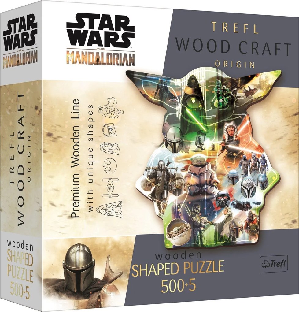 Dřevěné puzzle trefl wood craft origin puzzle the mandalorian: záhadný grogu 505 dílků