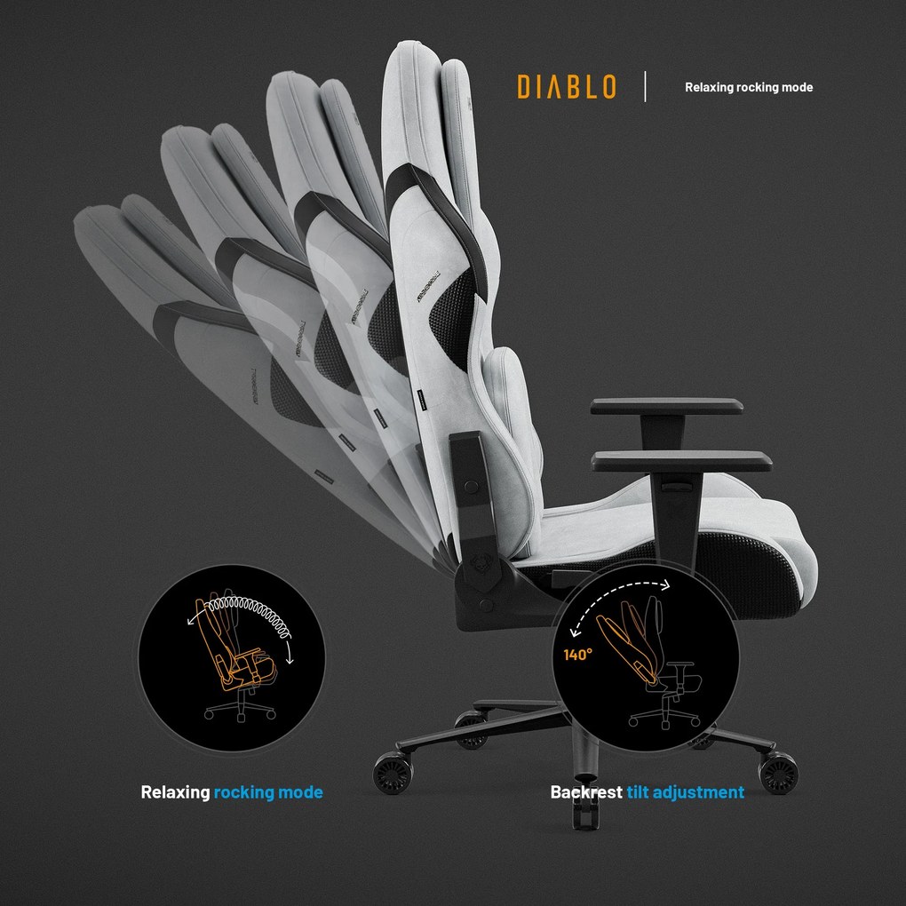 Herní židle Normal Size, šedý-černý: Diablo X-One Prime Nightwolf Moon