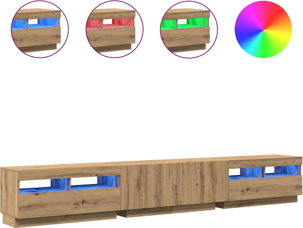 TV stolek s LED dub artisan 260x35x40 cm kompozitní dřevo 3329168