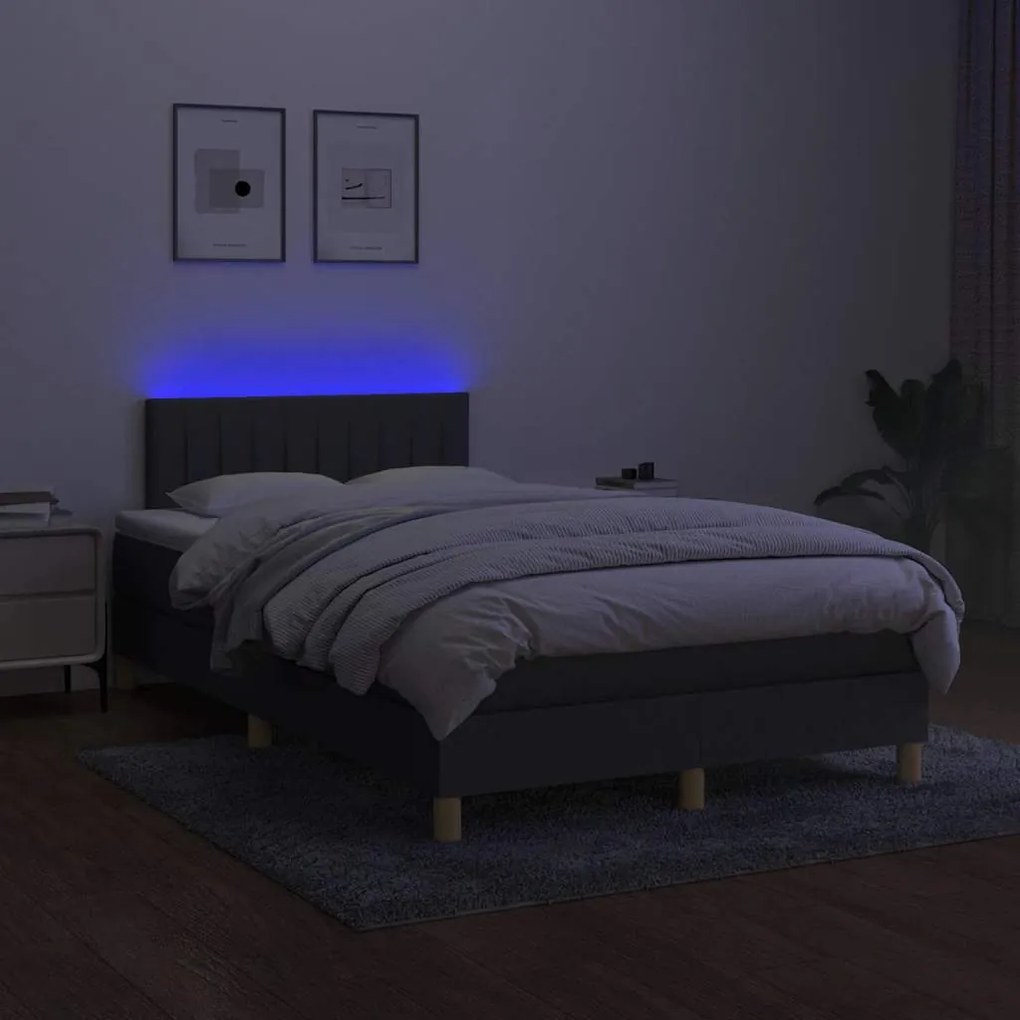 Box spring postel s matrací a LED tmavě šedá 120x190 cm textil 3270103