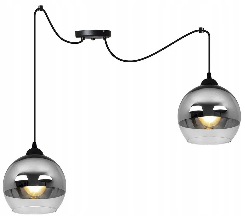 Závěsné svítidlo Bergen Spider, 2x chromové/transparentní skleněné stínítko (fi 15cm)