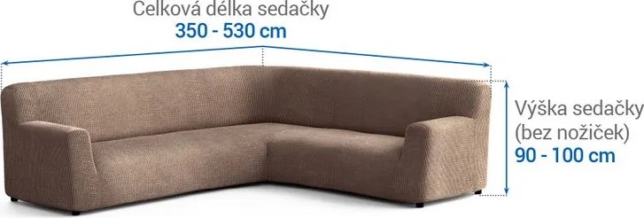 Bielastické potahy COSTINA oříšková rohová sedačka (š. 350 - 530 cm)