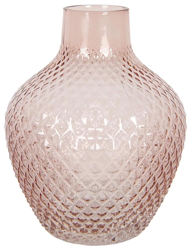 Růžová skleněná váza s úzkým hrdlem Rosamina – Ø 21*25 cm | BIANO