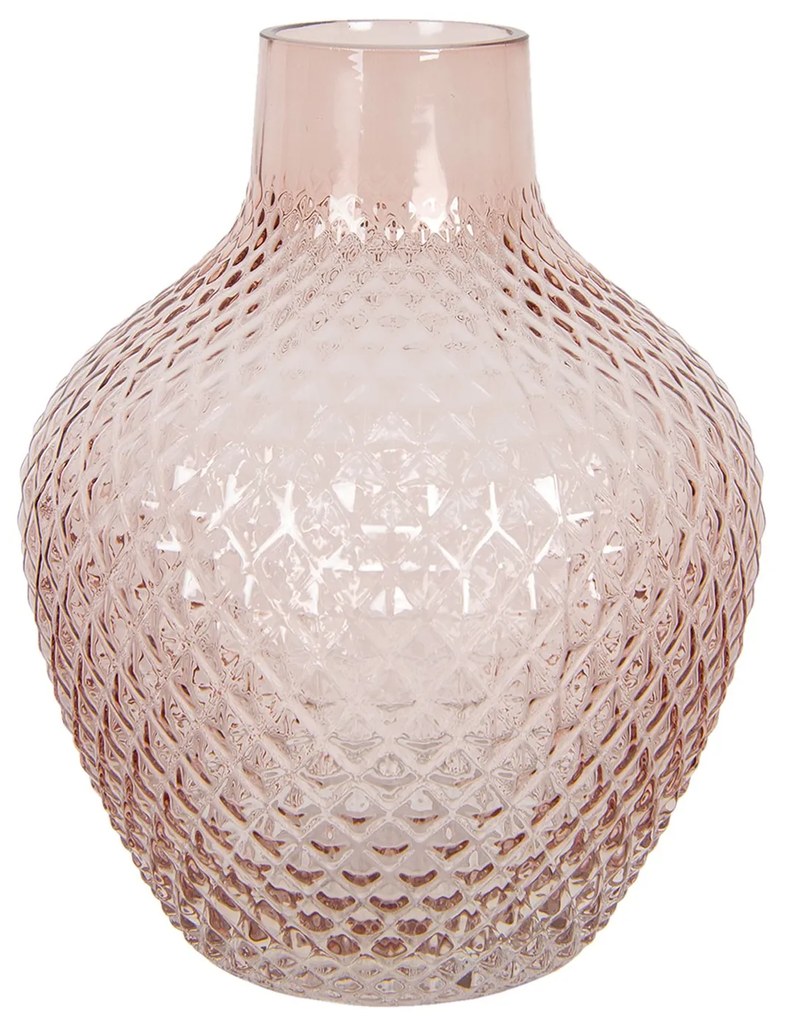 Růžová skleněná váza s úzkým hrdlem Rosamina – Ø 21*25 cm
