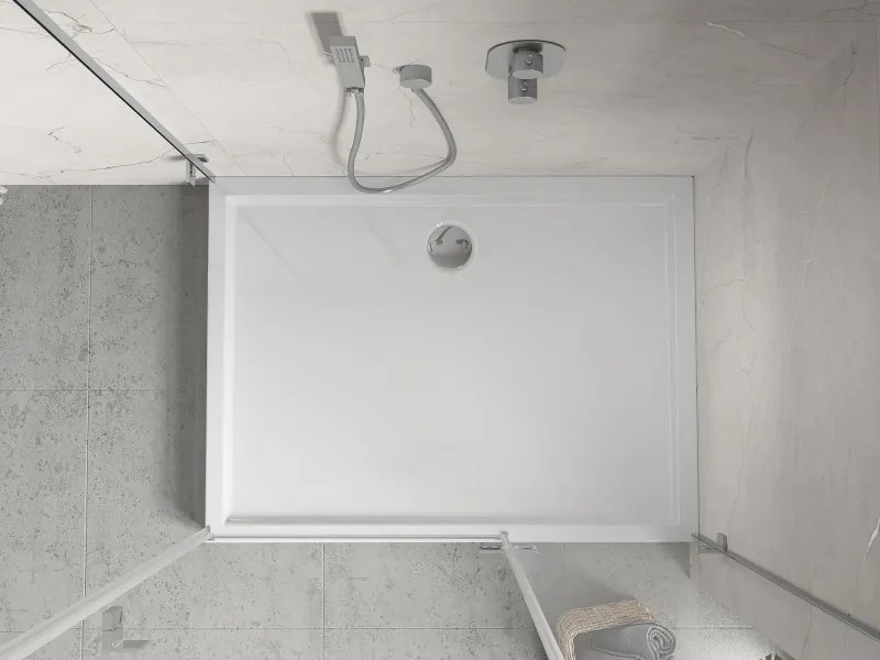 Mexen Flow+ obdélníkový sprchový kout 100 x 70 cm, bílý lesk - 46R107010H