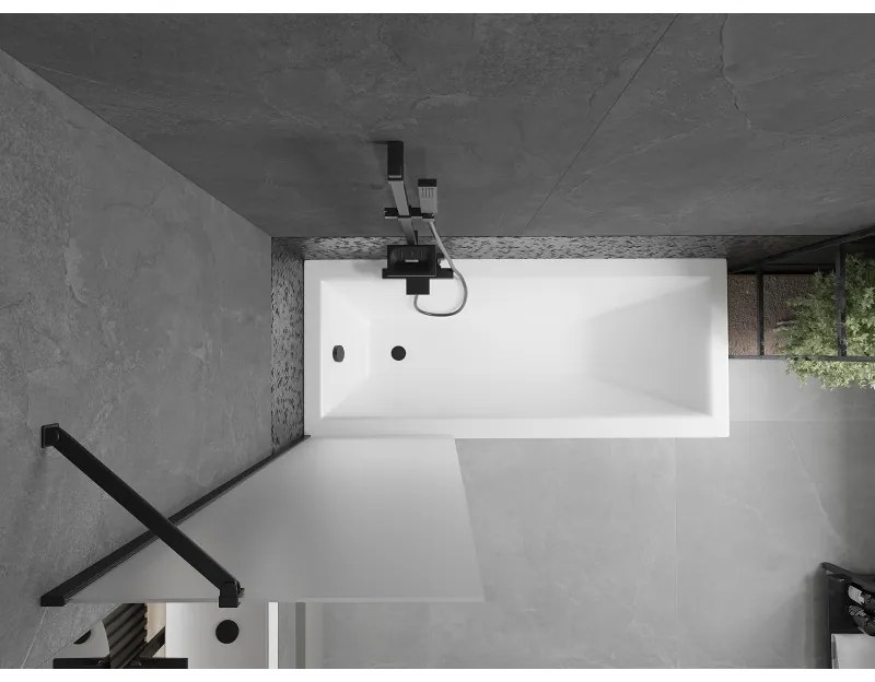 Mexen Next, vanová zástěna 1-křídlová 60 x 150 cm, fixní křídlo, 6 mm námraza sklo, černý profil, 895-060-000-00-30-70