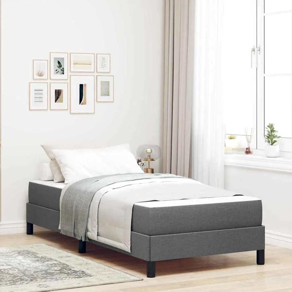 Postel s boxspringem Tmavě šedá 100 x 200 cm textil 3398466