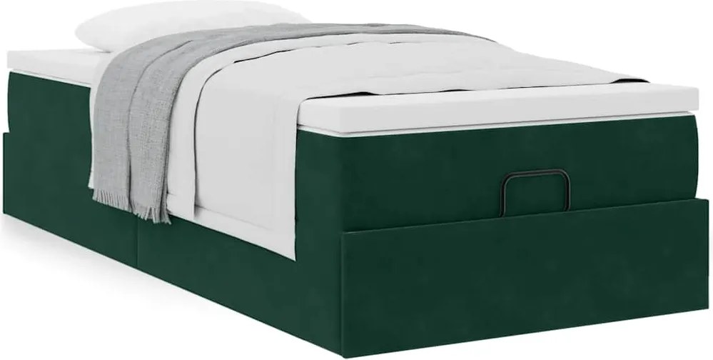 Osmanský rám postele s matrací tmavě zelené 100x200cm samet 3311168