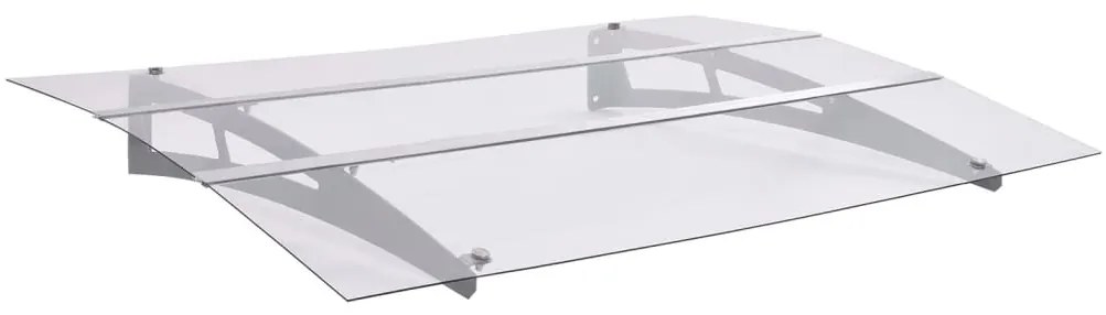 Stříška na dveře stříbrná a průhledná 150x90 cm PET 144829