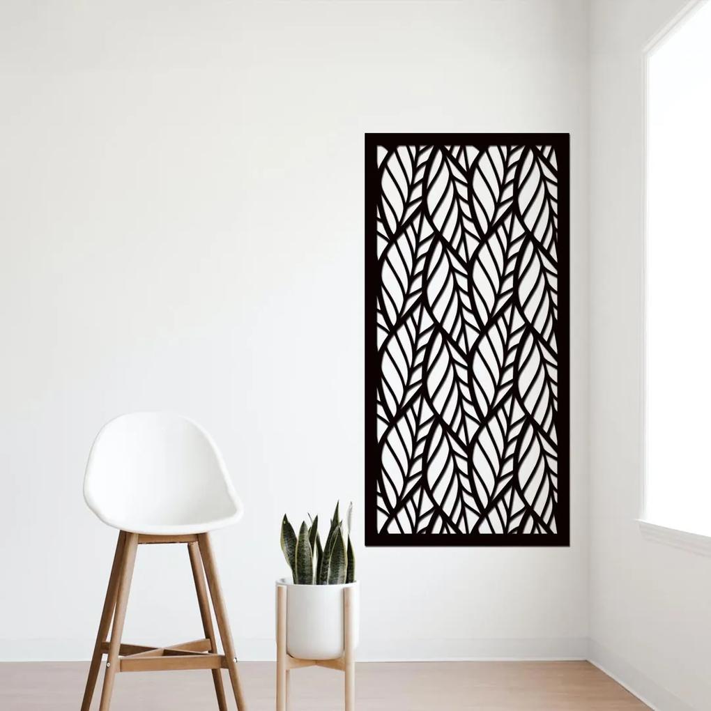 dřevo života Dřevěný dekorační panel LEAF III Rozměry (cm): 20x40, Barevný vzor: Černá