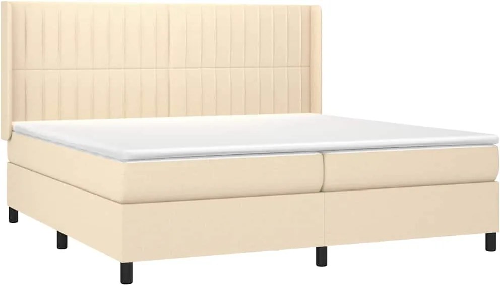 Box spring postel s matrací krémová 200x200 cm textil 3131622
