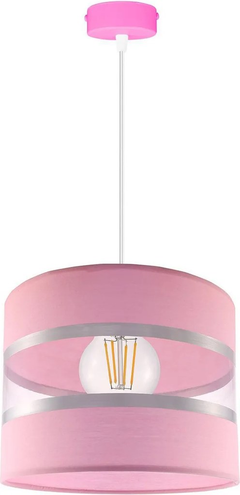 Závěsné svítidlo Elegance, 1x růžové textilní stínítko, p