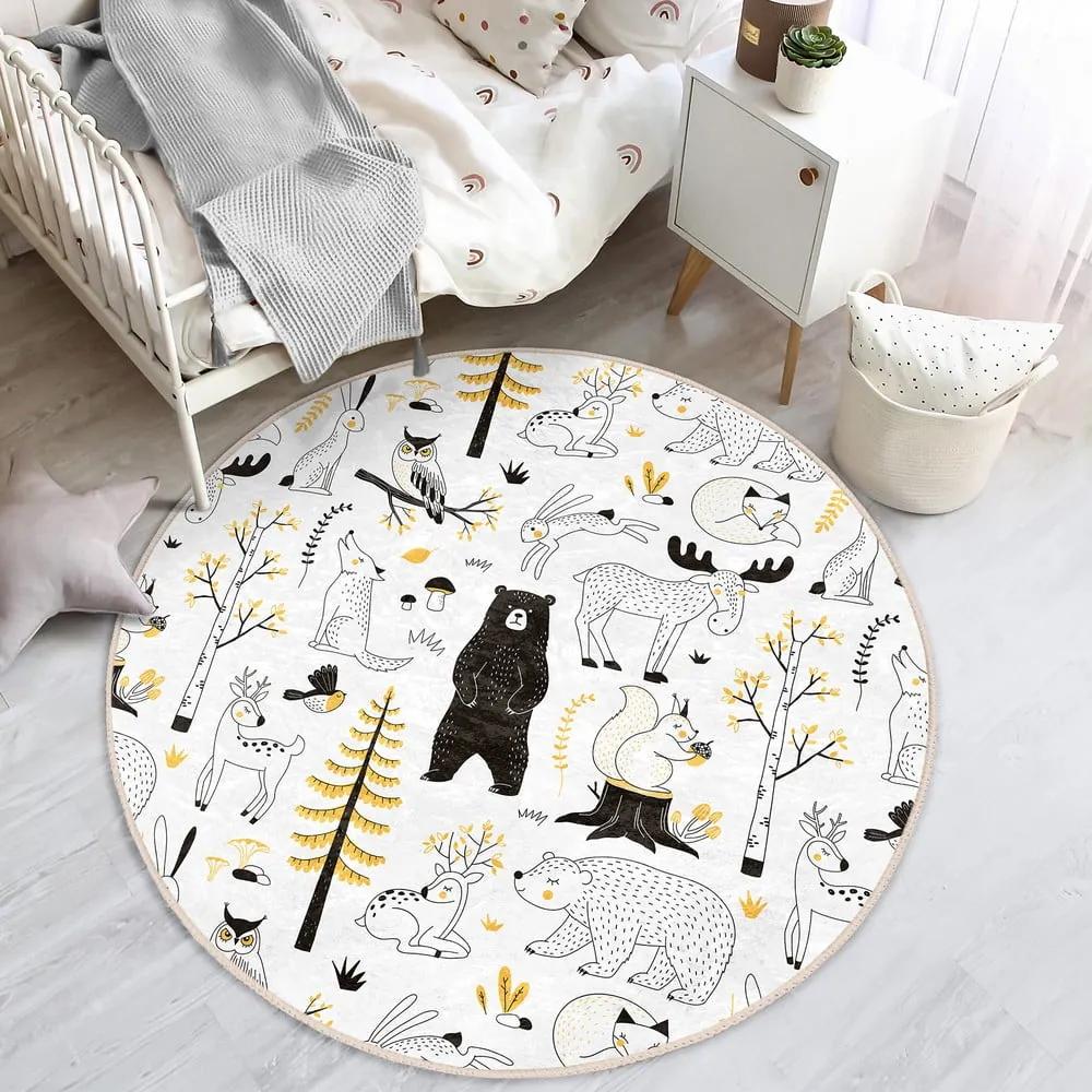 Žluto-bílý dětský koberec ø 100 cm Comfort – Mila Home