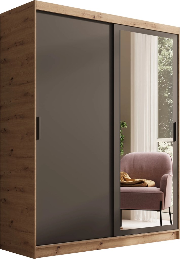 ADRK Furniture Šatní skříň s zrcadlem Hailey 160 SW-HAI-160-AB