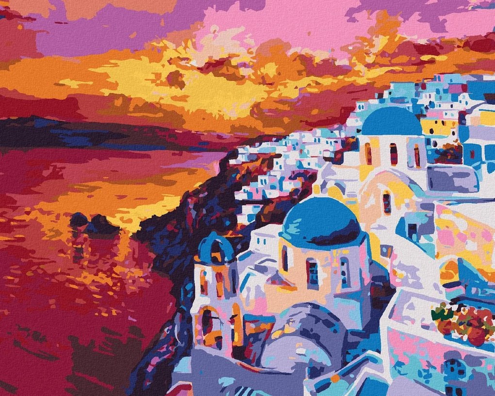 zuty zuty - malování podle čísel - západ slunce na santorini, 40x50 cm, plátno+rám