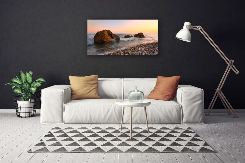 Obraz na plátně Pobřeží Moře Vlny Skály 125x50 cm