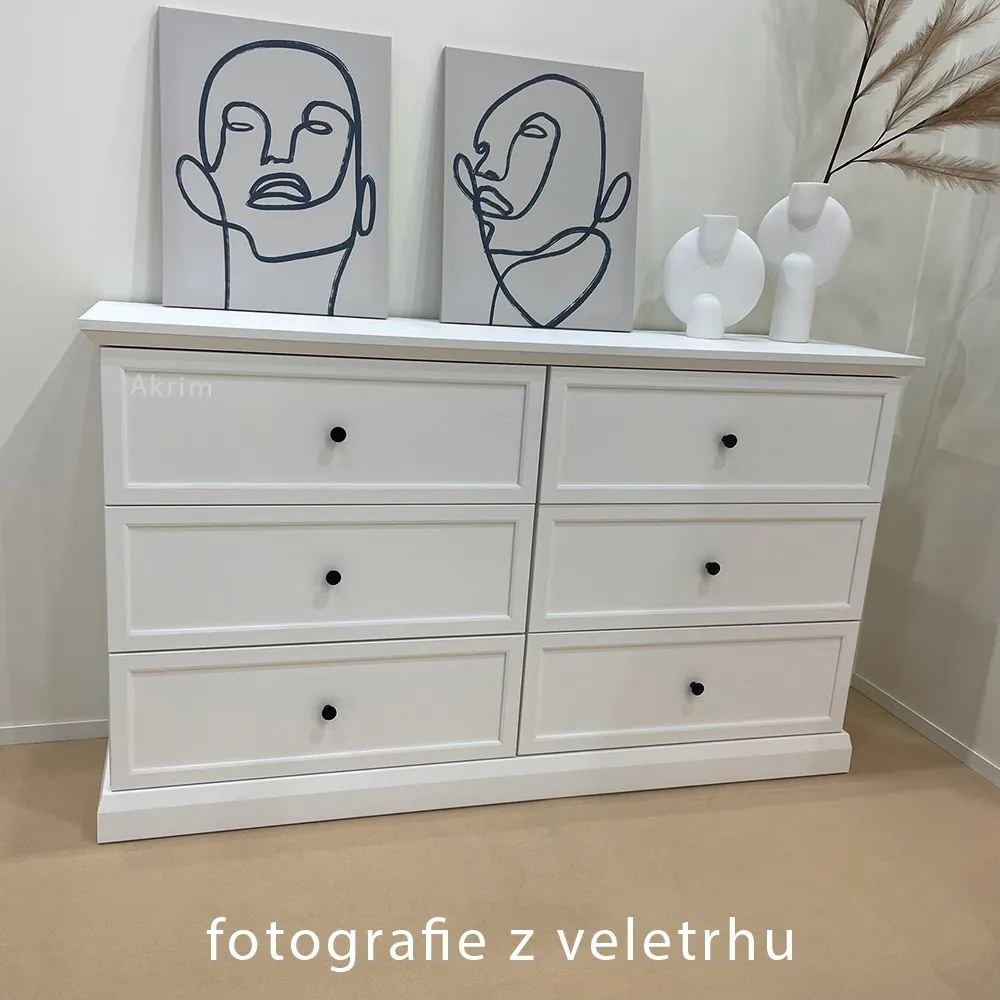LUCCA b | vitrína W4D2S s policemi a zásuvkami | 114,4 cm | bílá