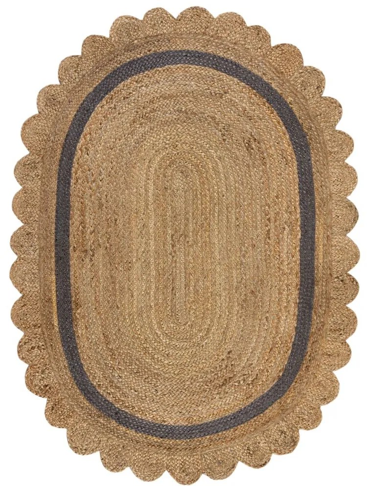 Flair Rugs koberce Kusový koberec Grace Jute Natural/Grey ovál ROZMĚR: 120x170 ovál