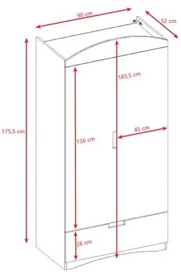 Klasická skříň Kocta 90 cm bílá